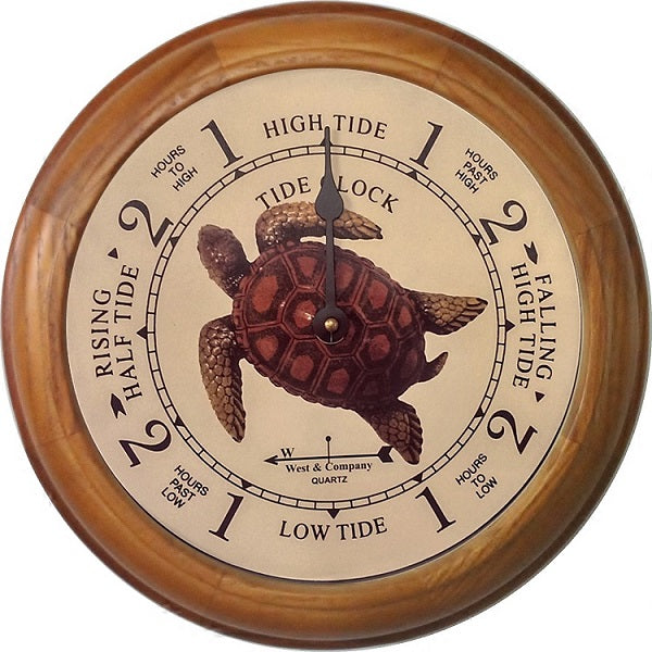 6" Classic Wooden tide clock with Turtle artwork – Weather Instruments ...