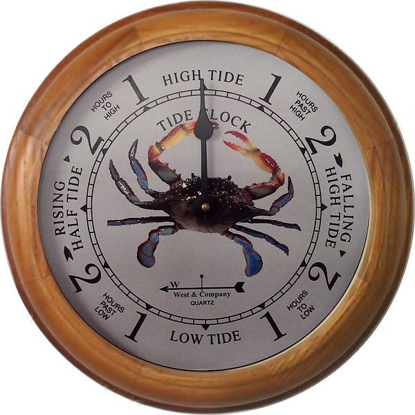 6" Classic Wooden tide clock with Blue Crab dial artwork – Weather ...